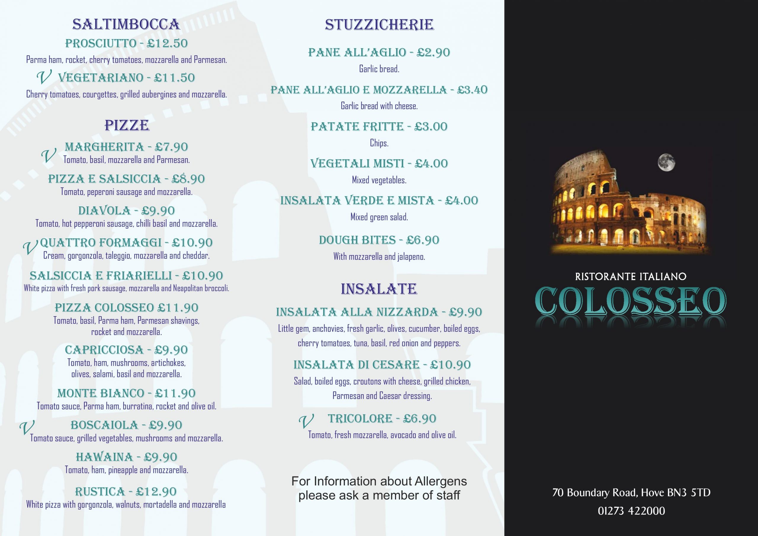 Colosseo ★ Authentic Italian Restaurant in Hove | Menus
