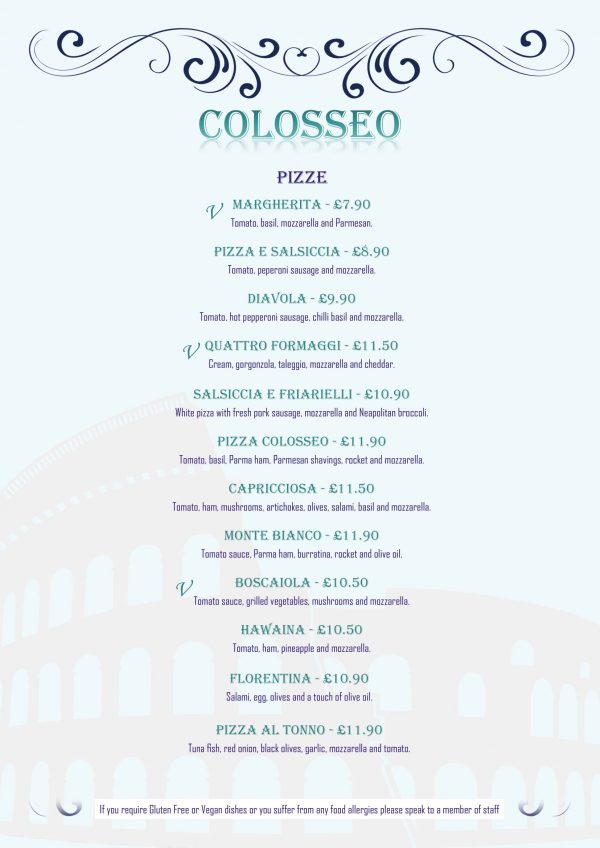 Colosseo ★ Authentic Italian Restaurant in Hove - Menus